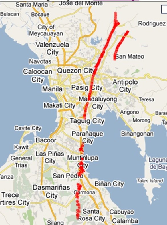 Major earthquake faultline. 99 subdivisions at risk. Metro Manila and ...